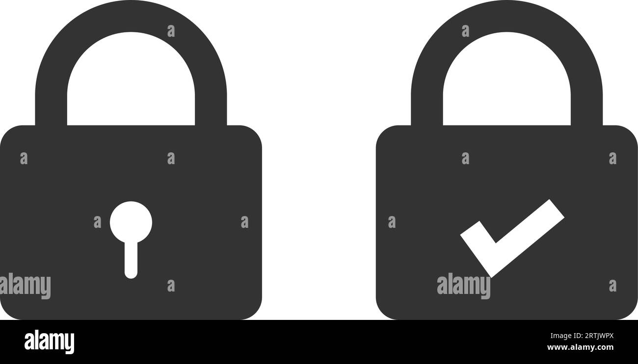 Padlock Icon Set Security Symbol Protection Icon Lock Icon With Check