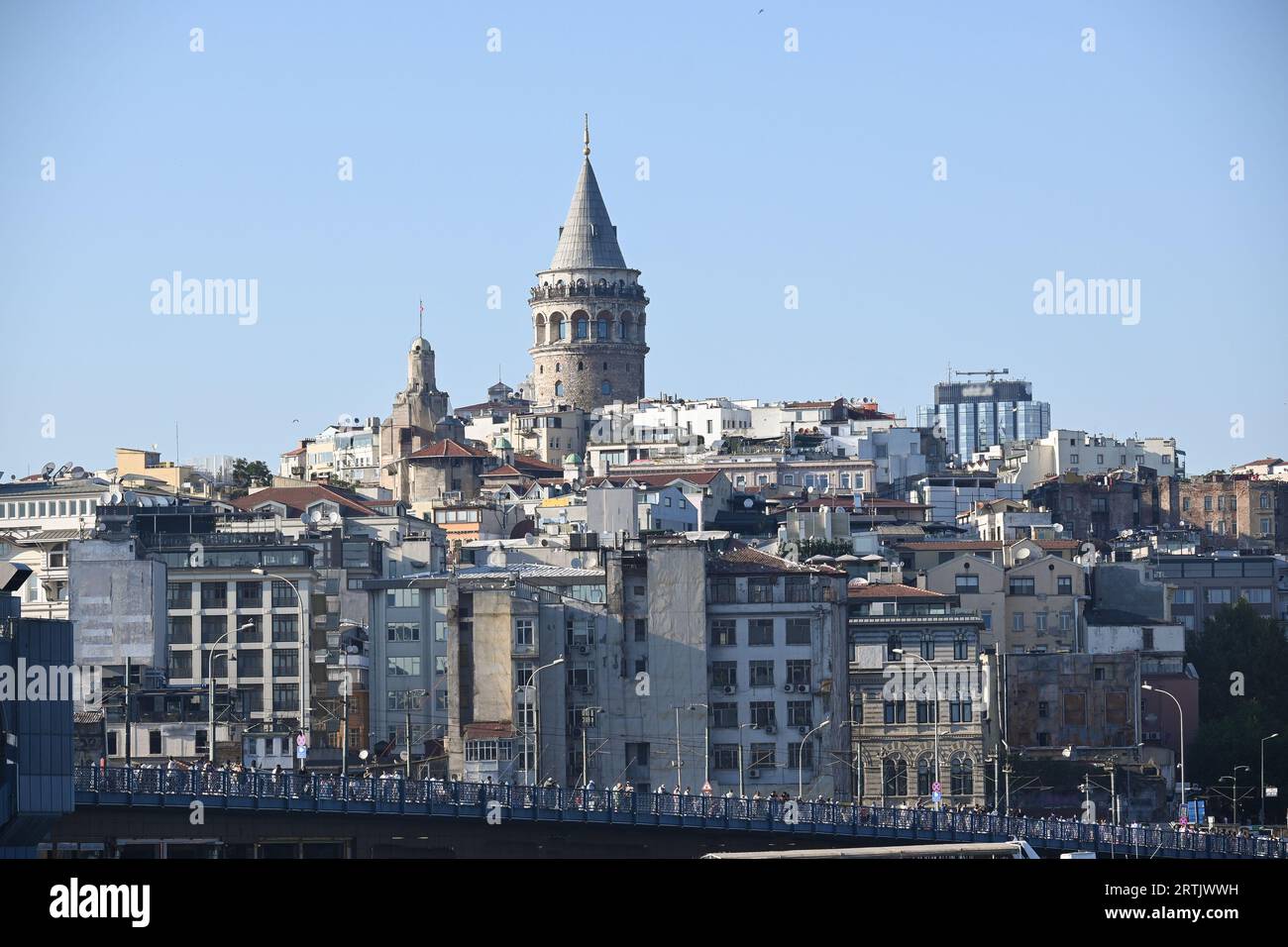 Galata Tower. The tower, built by the Genoese, is located in Istanbul ...