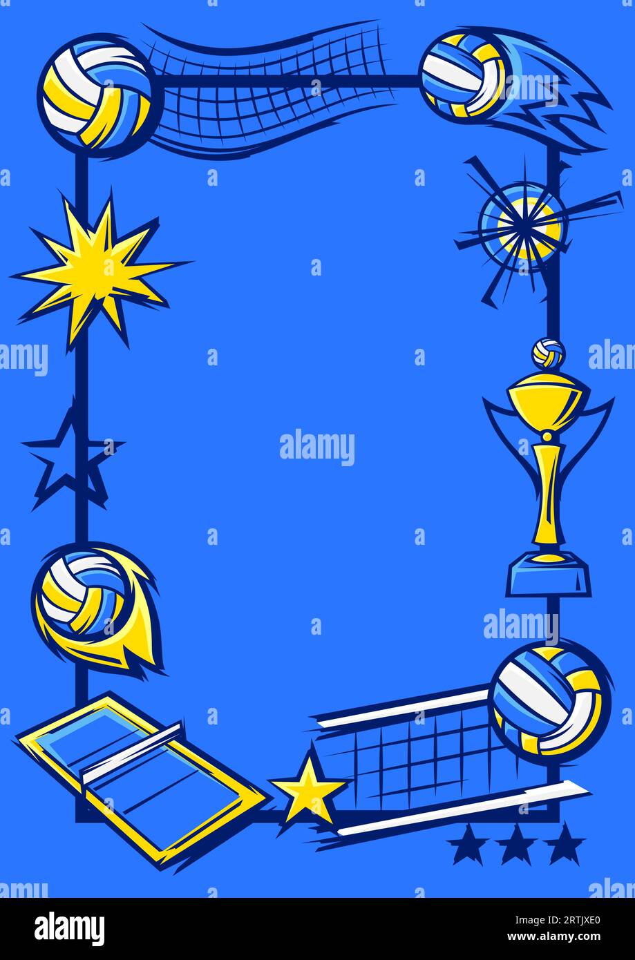 Frame with volleyball items. Sport club illustration Stock Vector Image ...