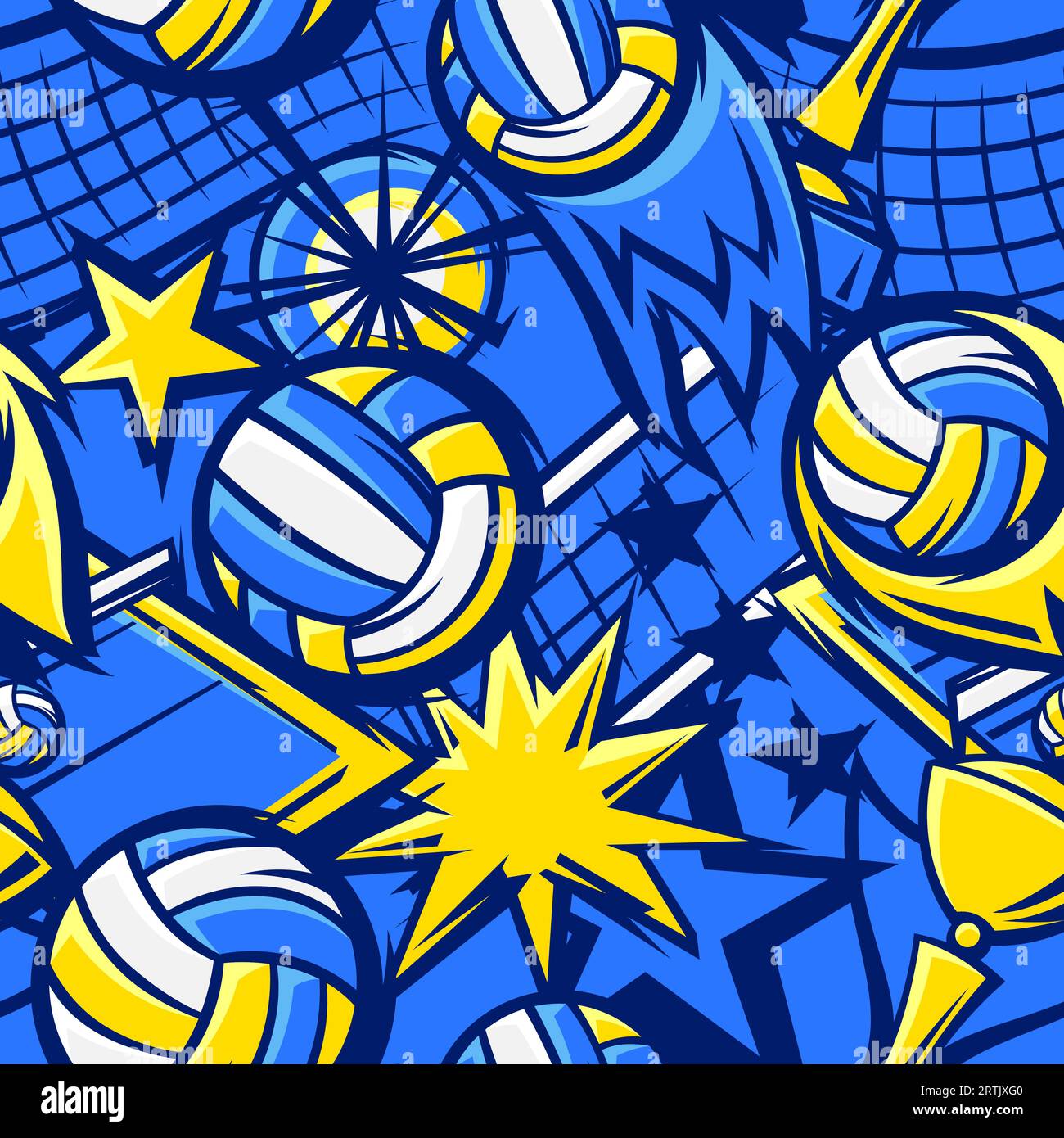 Pattern with volleyball items. Sport club illustration Stock Vector ...