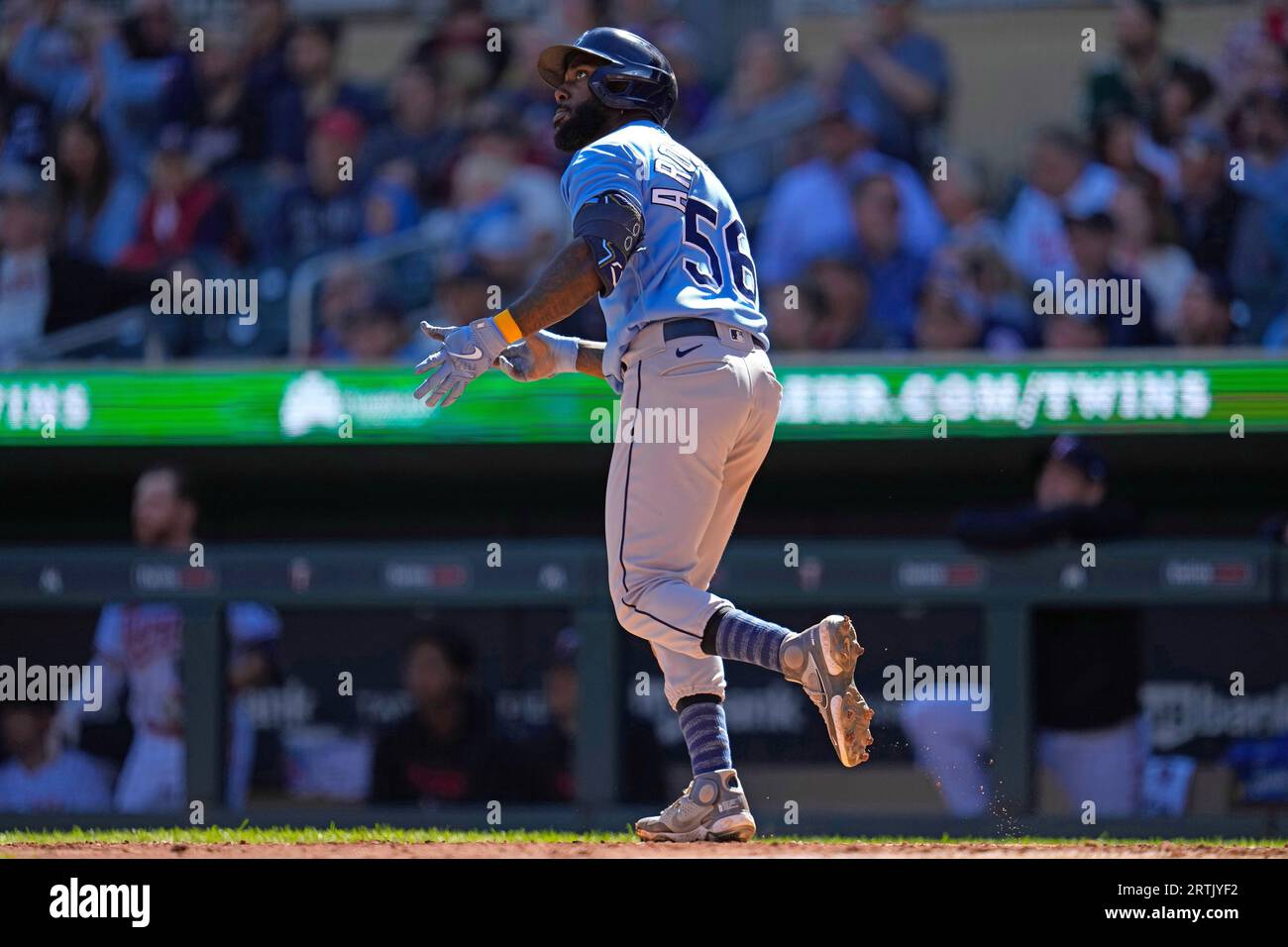 Tampa Bay Rays' Randy Arozarena celebrates after hitting a solo home ...