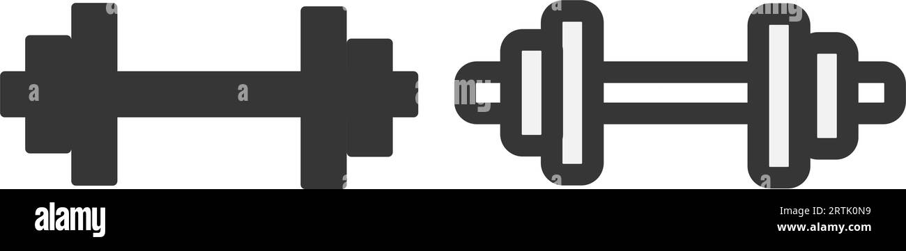 Dumbbell icon set line. Bodybuilding fitness icon. Weight black sign ...