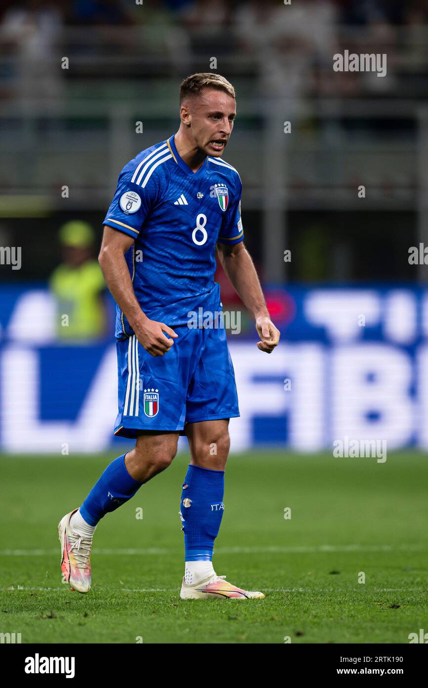 Davide Frattesi of Italy celebrates after scoring the opening goal ...