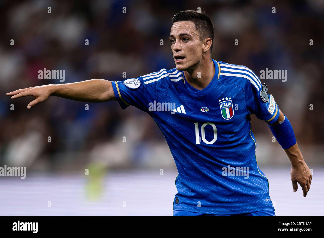 Giacomo Raspadori of Italy gestures during the UEFA EURO 2024 European ...