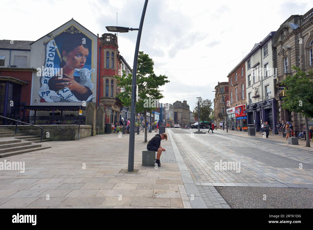 A street scene on Church Street , City of Preston Stock Photo - Alamy