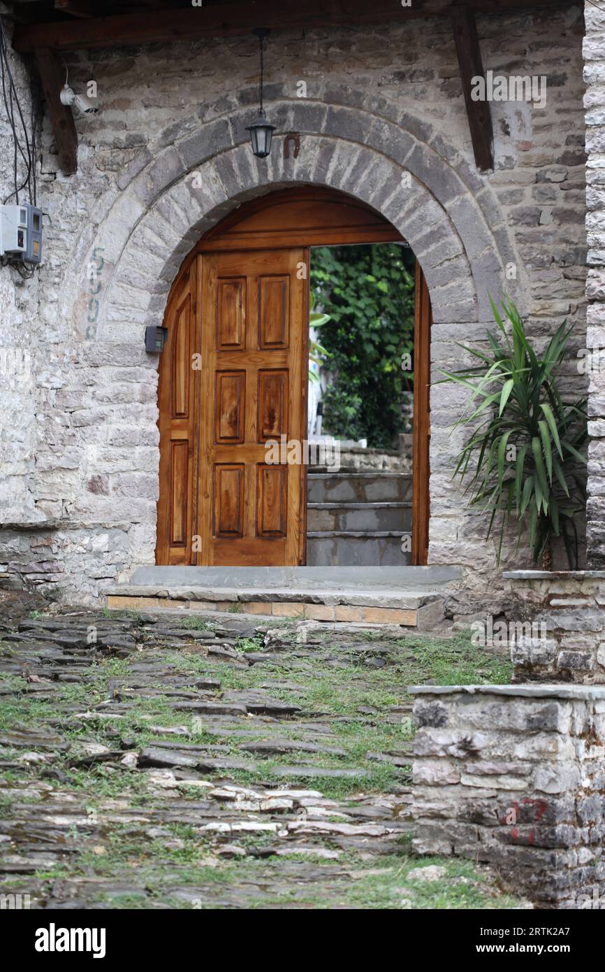 Old retro doors and windows damaged from weather in ancient city of ...