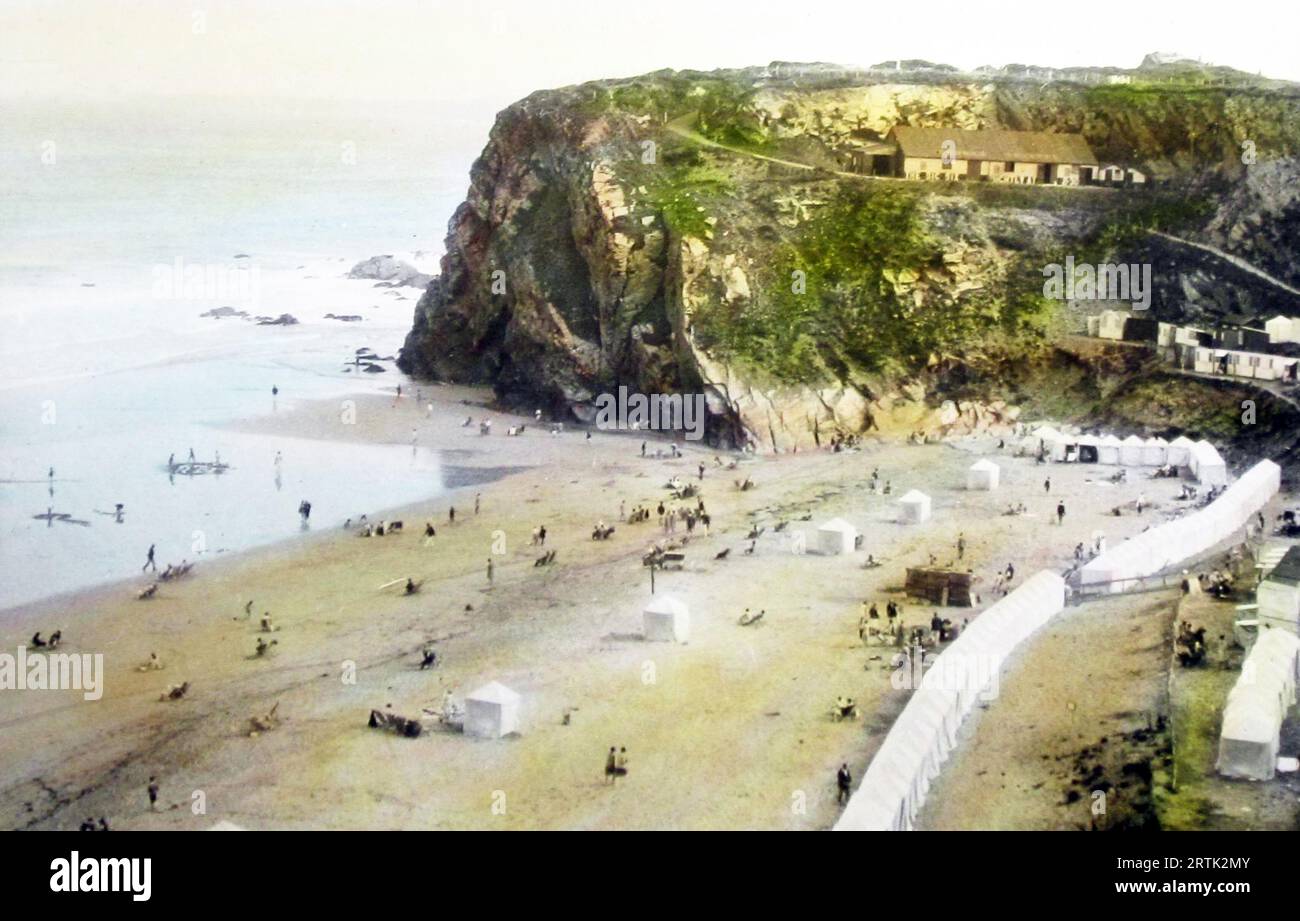 Fistral Beach, Newquay, Cornwall, Victorian period Stock Photo - Alamy