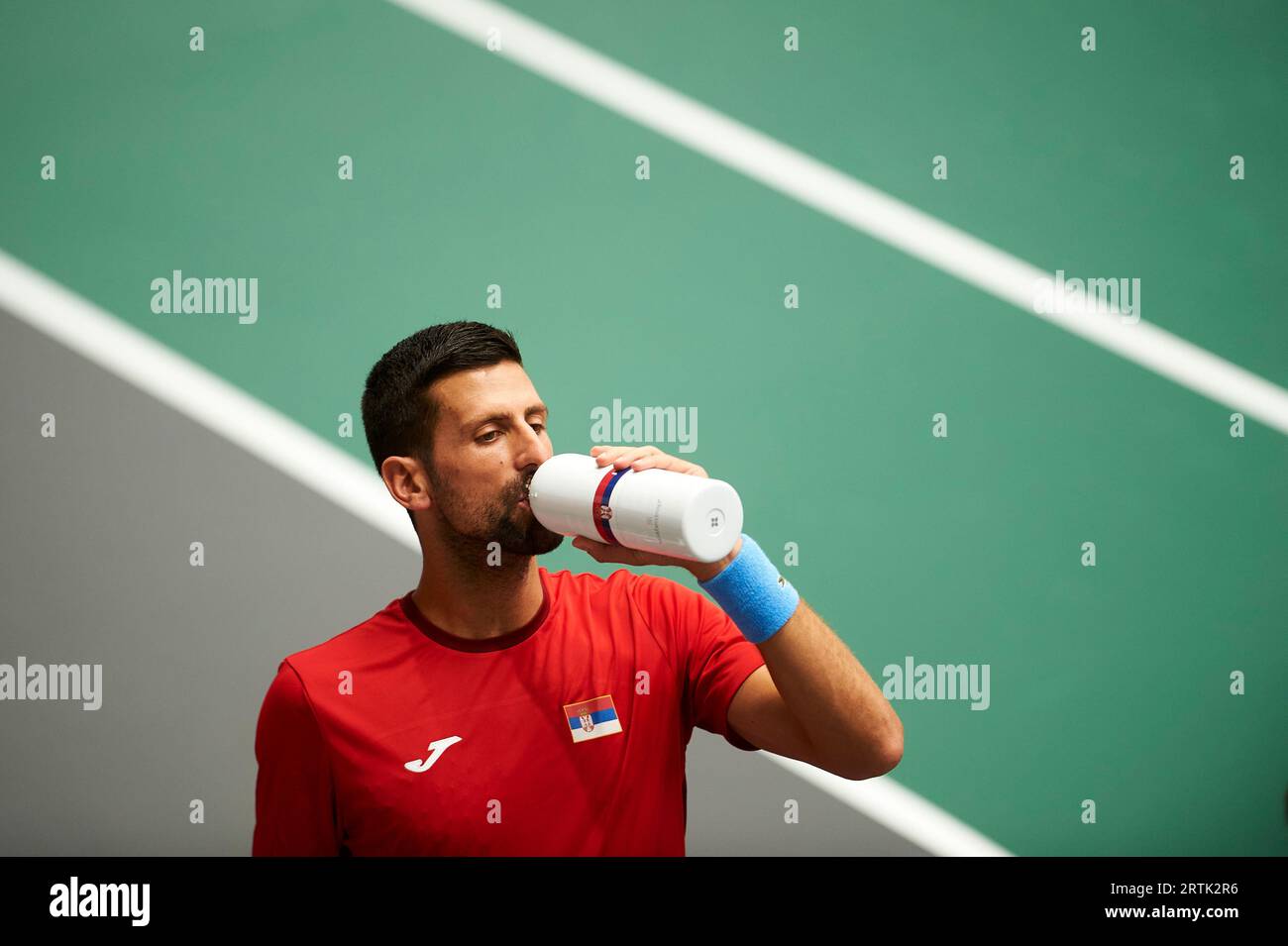Valencia, Spain. 13th Sep, 2023. Novak Djokovic of Serbia seen drinking ...