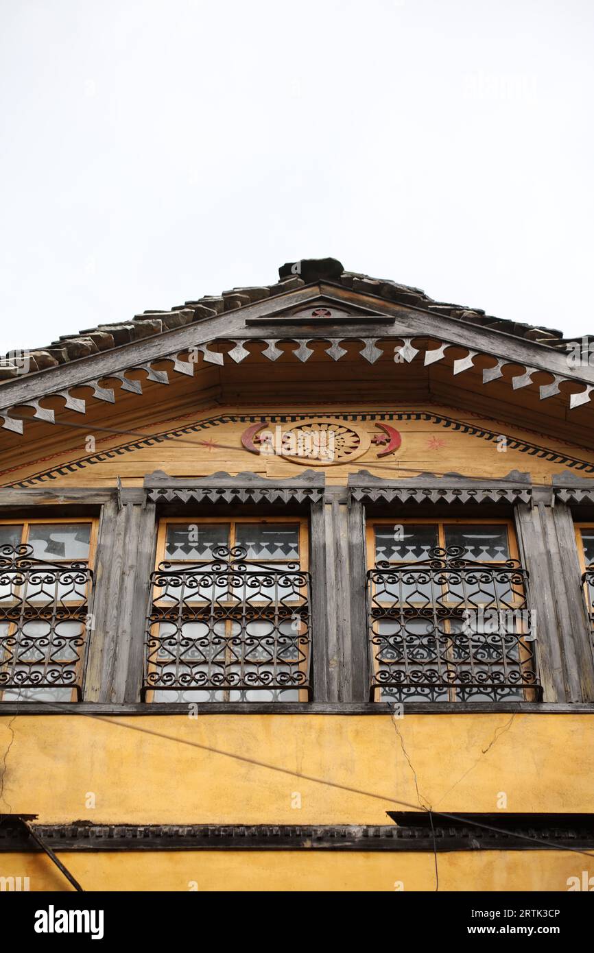 Old retro doors and windows damaged from weather in ancient city of ...