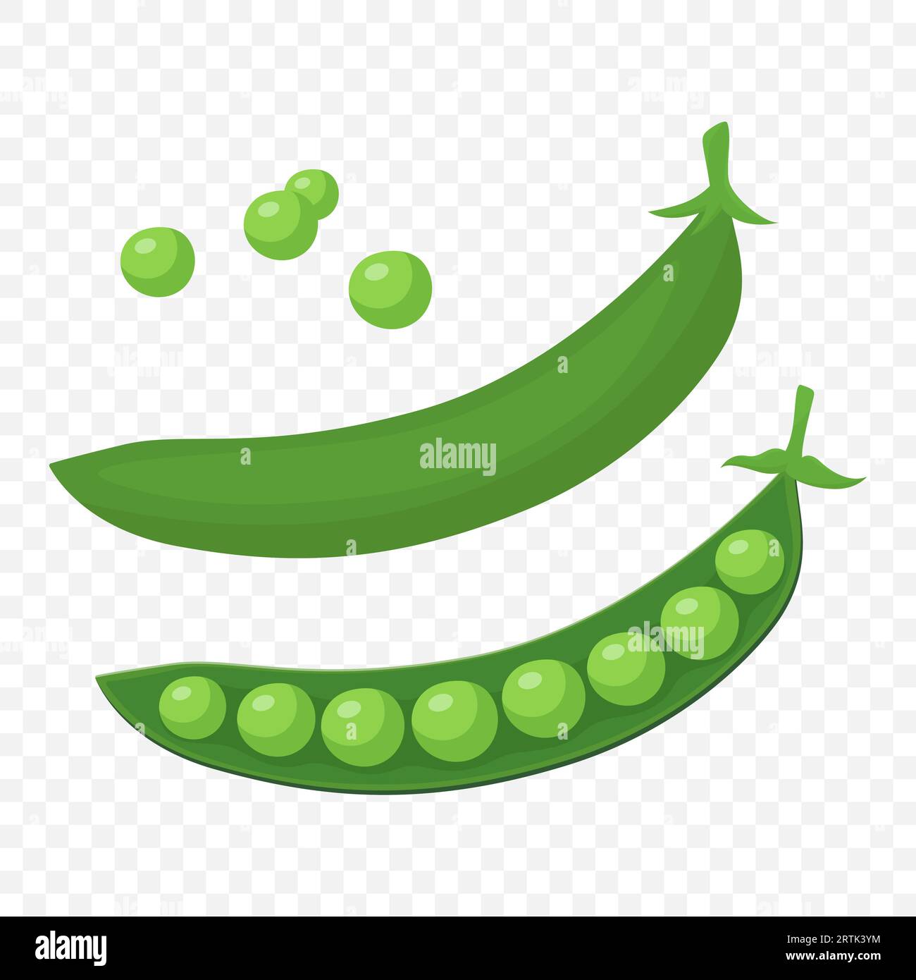 Flat Cartoon Green Peas. Fresh Cartoon Organic Vegetables Isolated. Pods of Green Peas. Vector ...