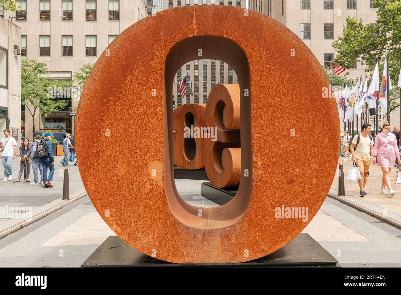 New York, USA. 13th Sep, 2023. People walk, take photos of art ...