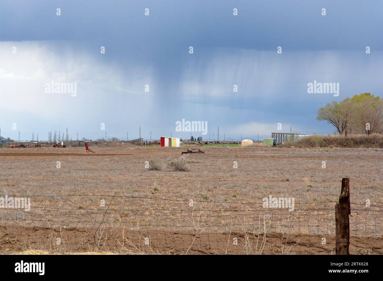 Springtime rain comes to agricultural fields in Colorado Stock Photo ...