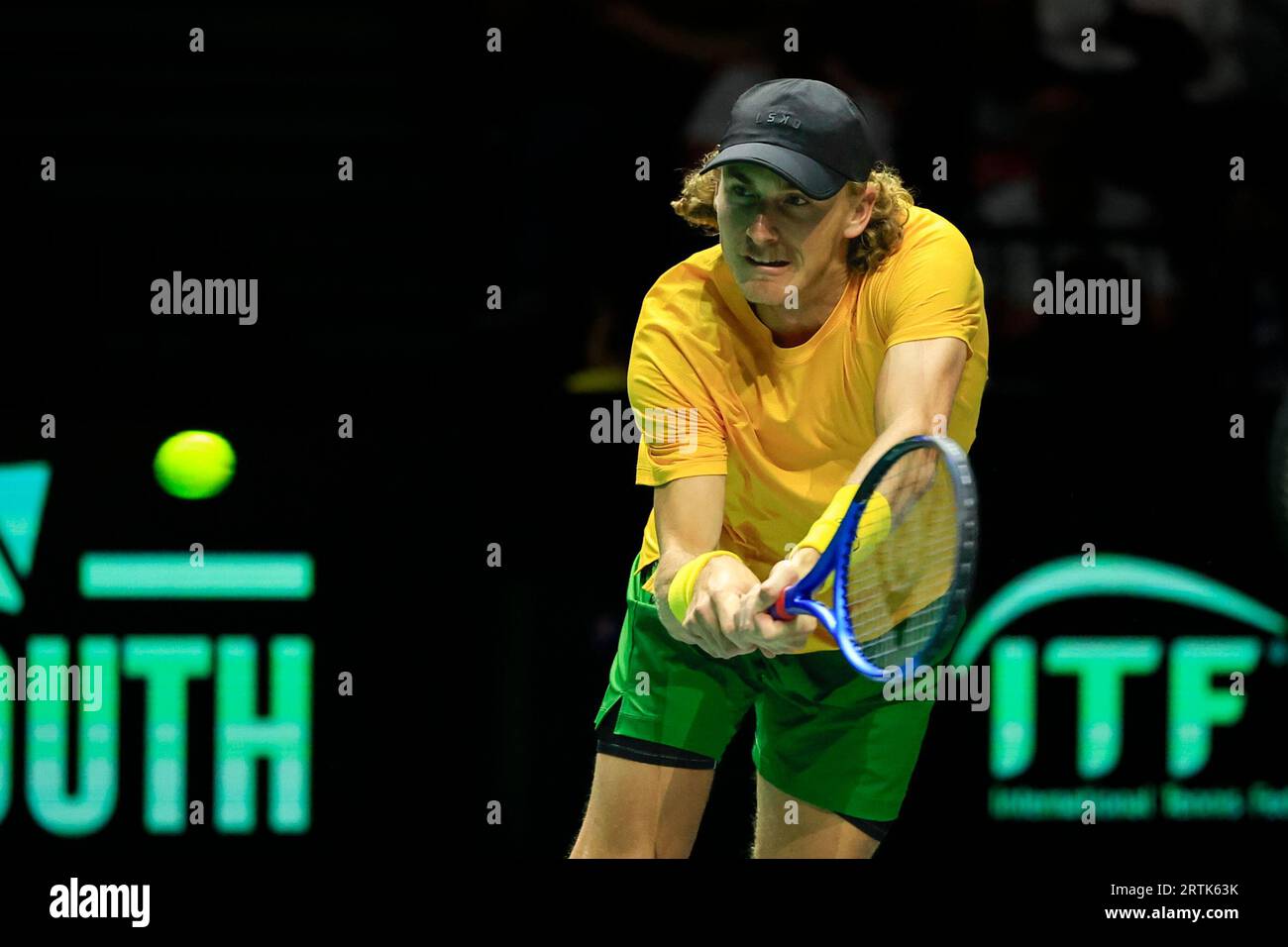 Max Purcell (AUS) in action) during his doubles match at the Davis Cup ...