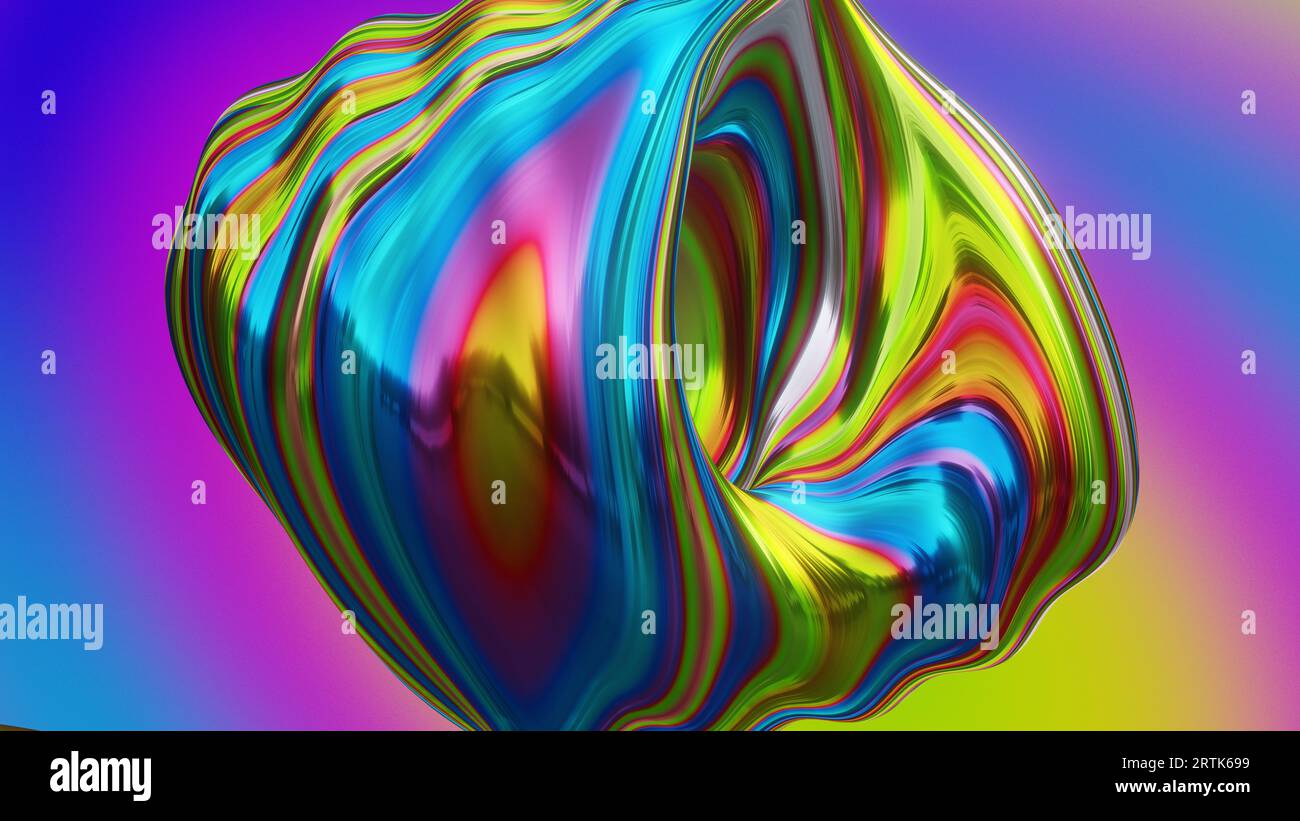 Colorful Abstract Wavy Deformed Torus Shape on Gradient Background, 3D ...