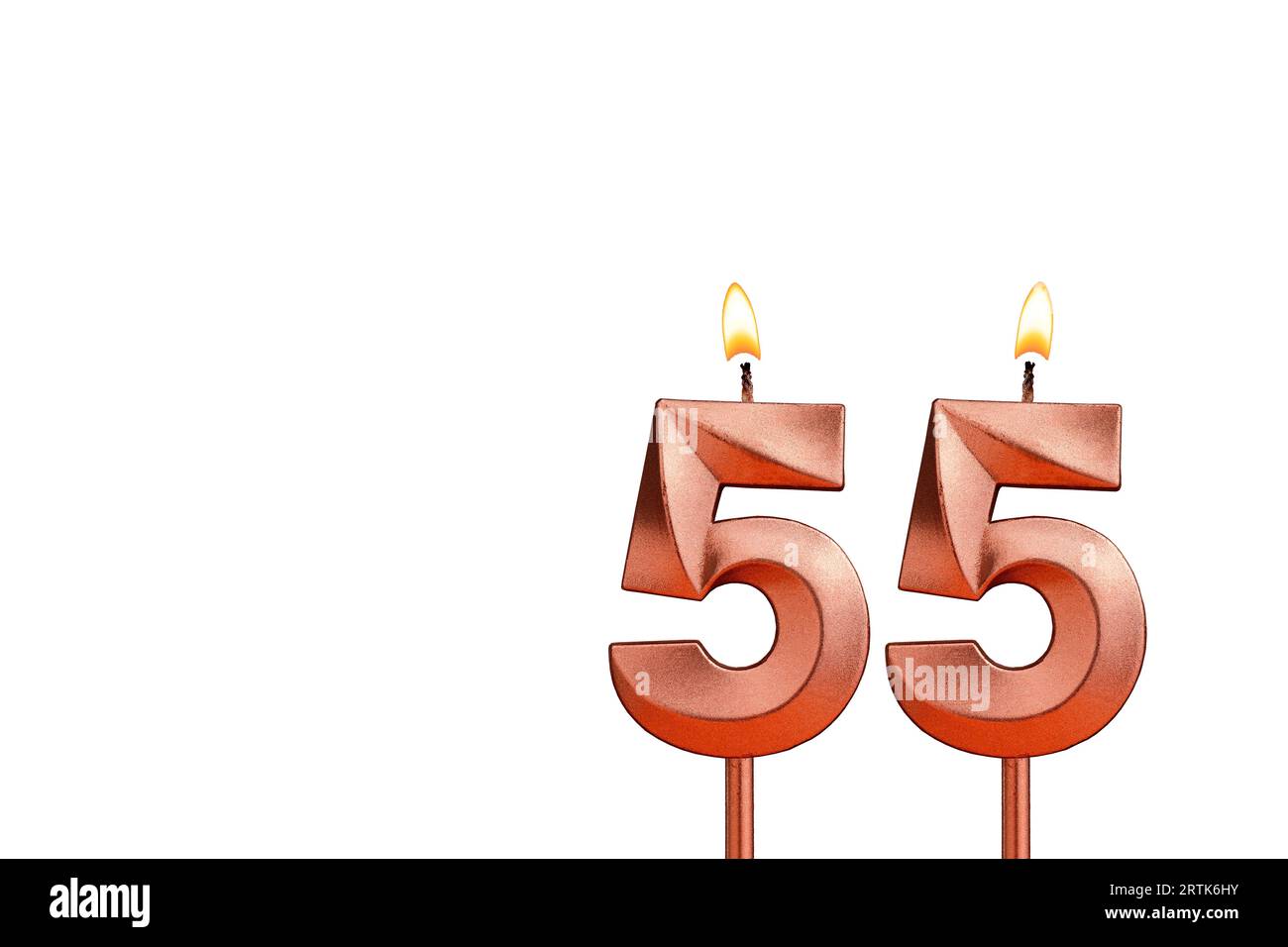 Birthday candle number 55 on white background Stock Photo - Alamy