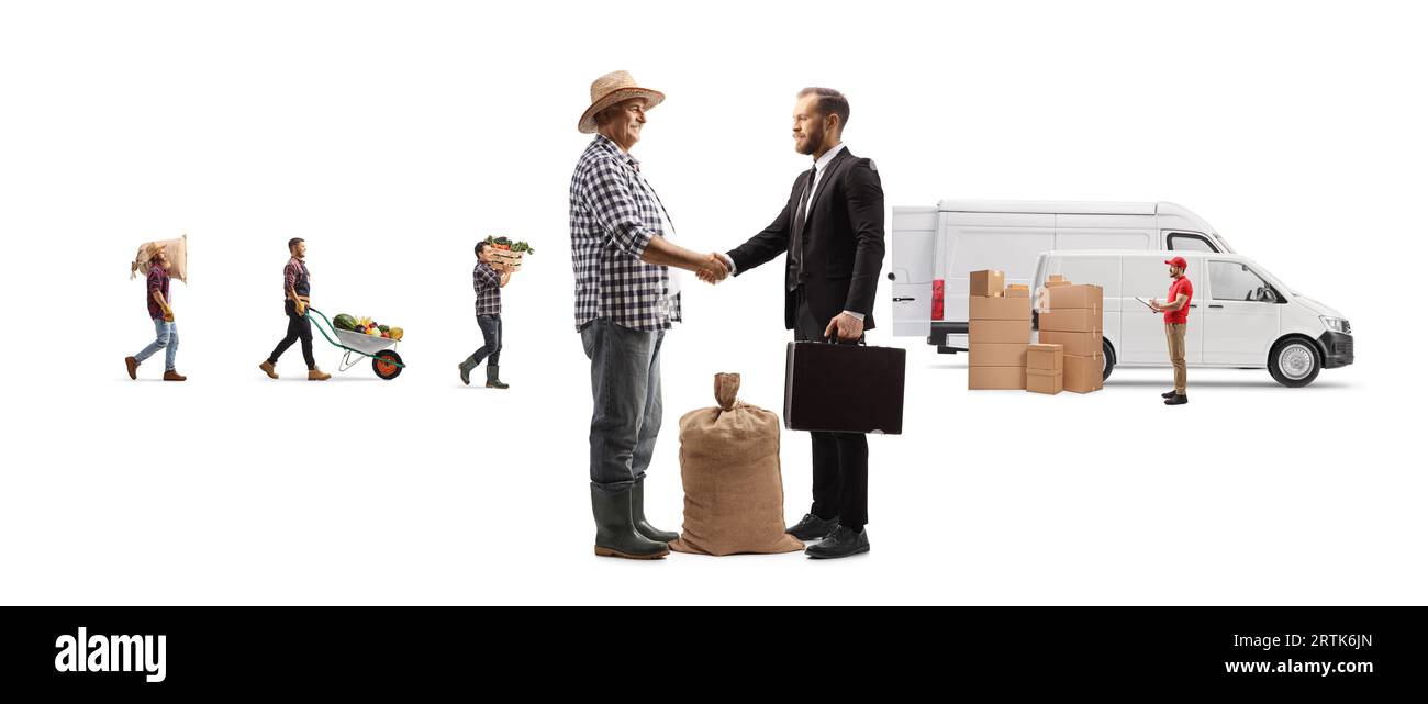 Transport of fruits and vegetables, producer making a deal with a ...