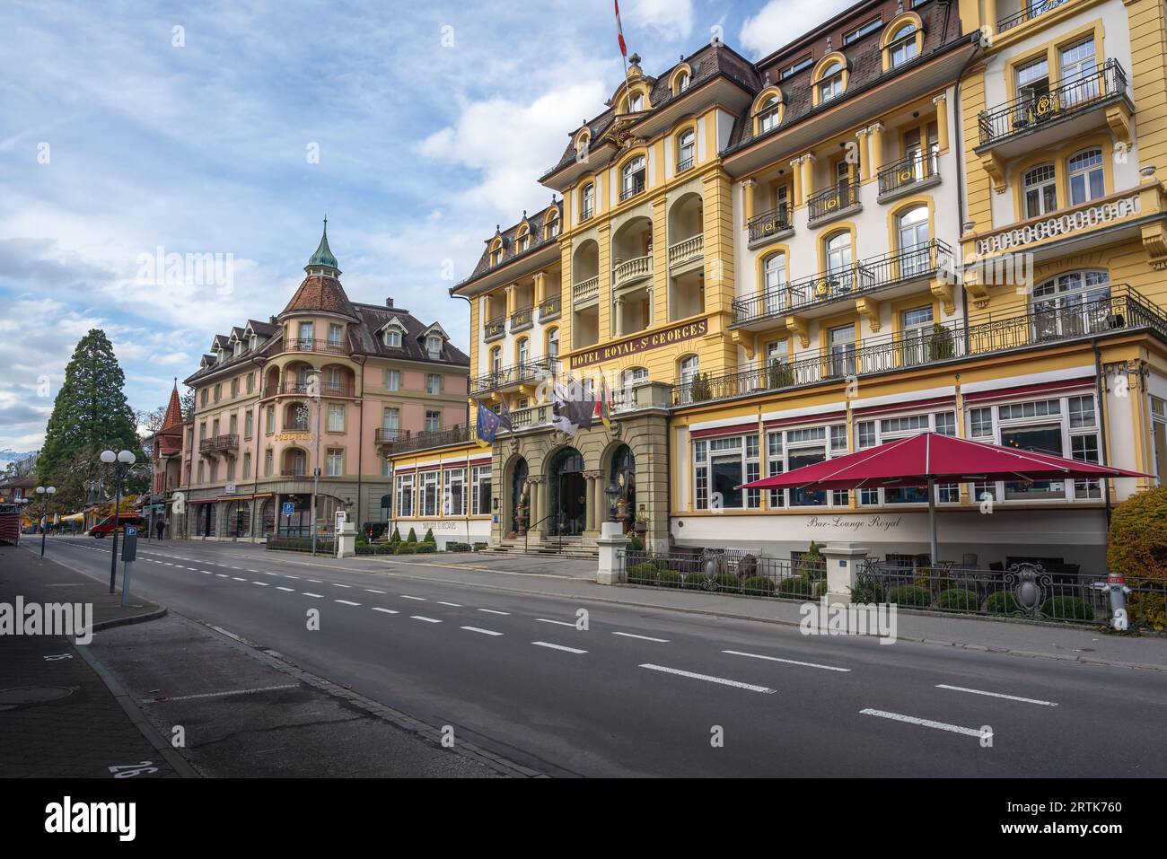 Interlaken Street with Hotel Royal St Georges - Interlaken, Switzerland ...