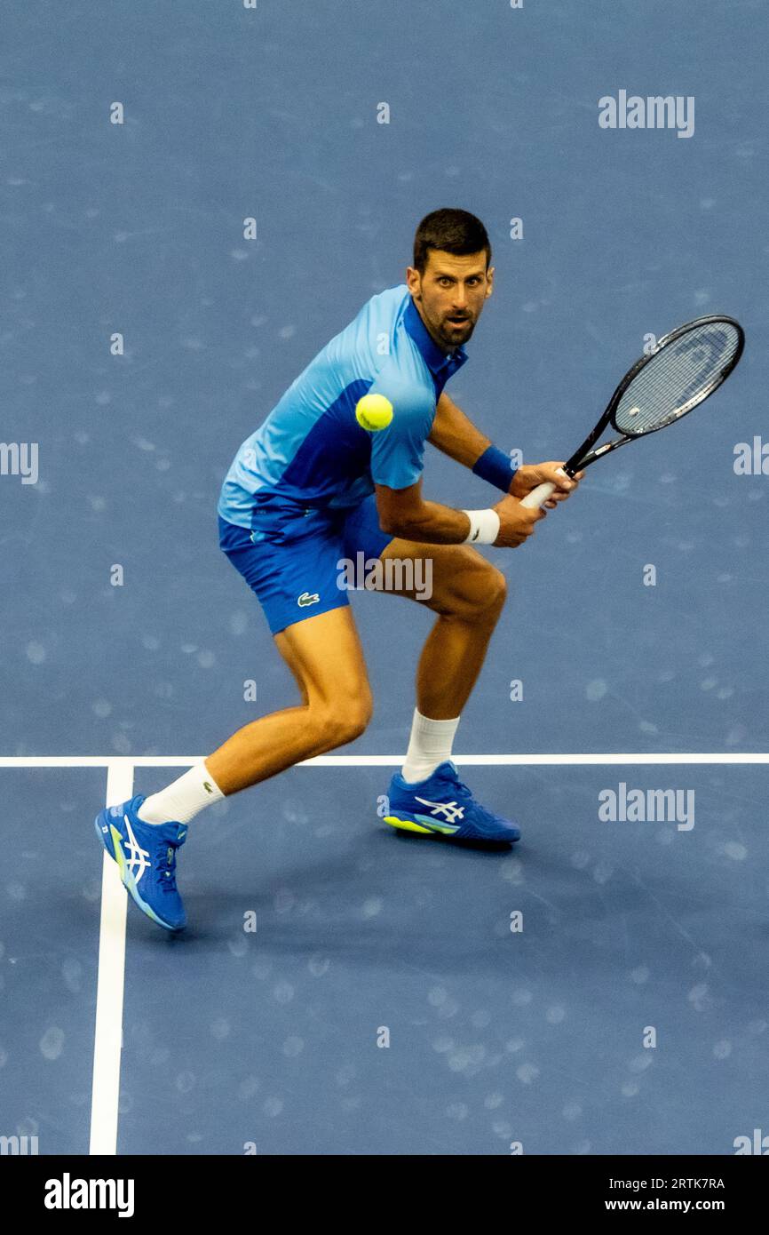 Novak Djokovic (SBR) competing in the Men's Singles Finals at the 2023 US Open Tennis Stock ...