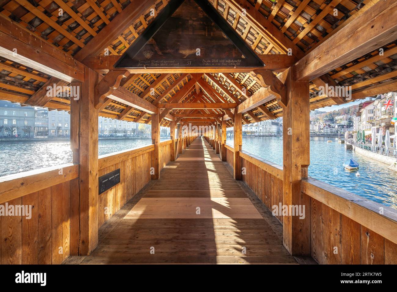 Interior of Chapel Bridge (Kapellbrucke) - Lucerne, Switzerland Stock ...