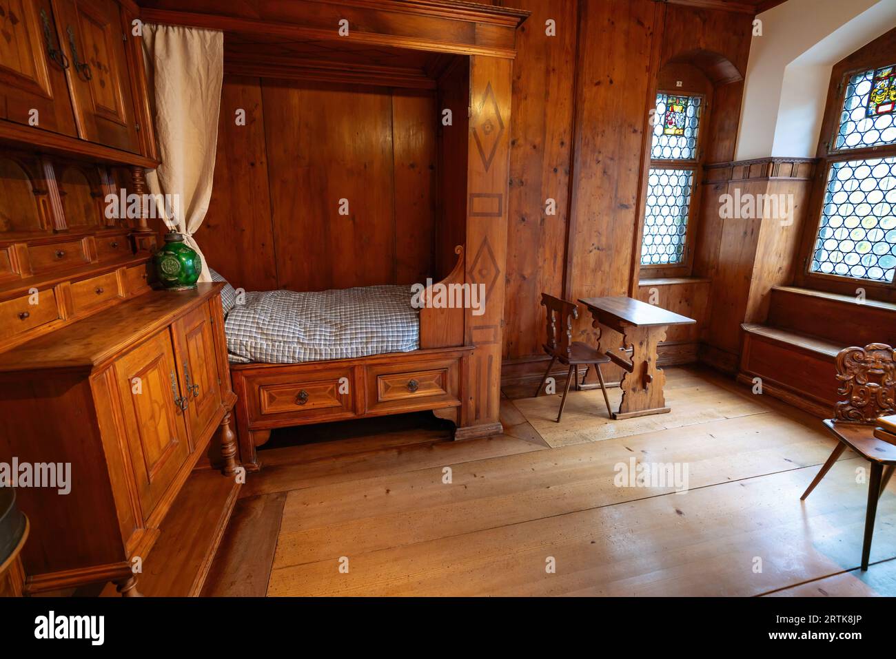 Antique Wooden Bed Chamber at Swiss National Museum - Zurich ...