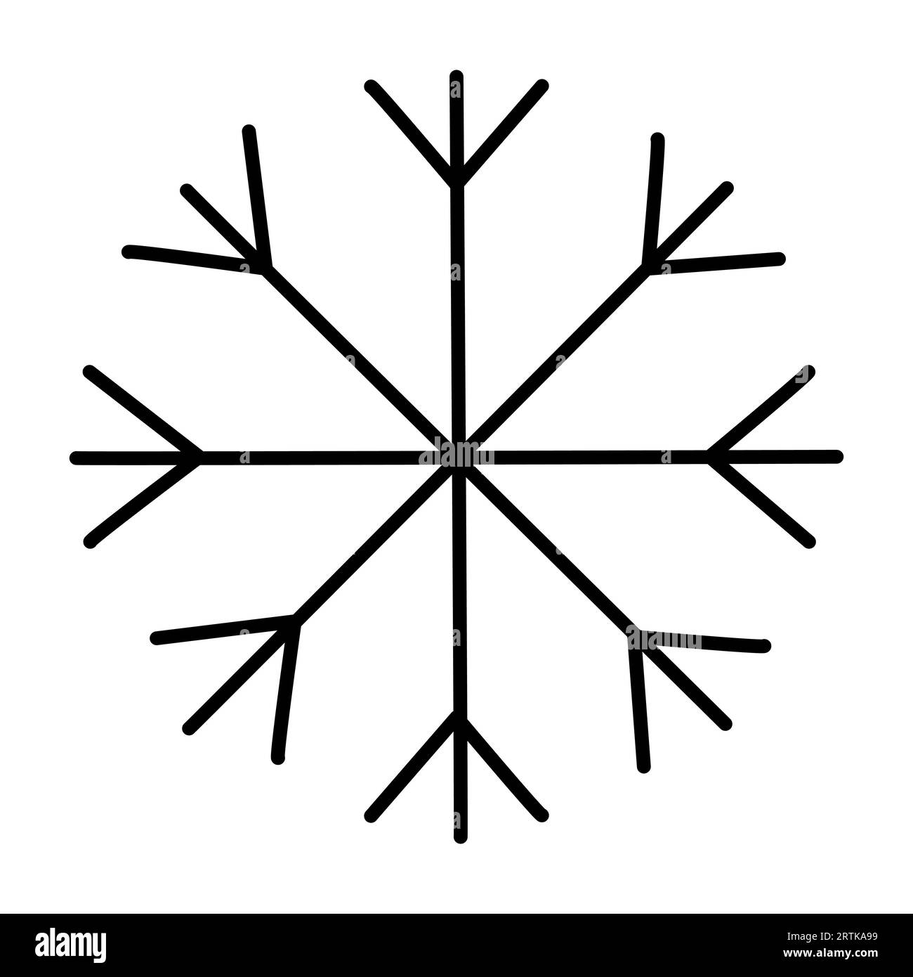 Beautiful simple snowflake, doodle style flat vector outline ...
