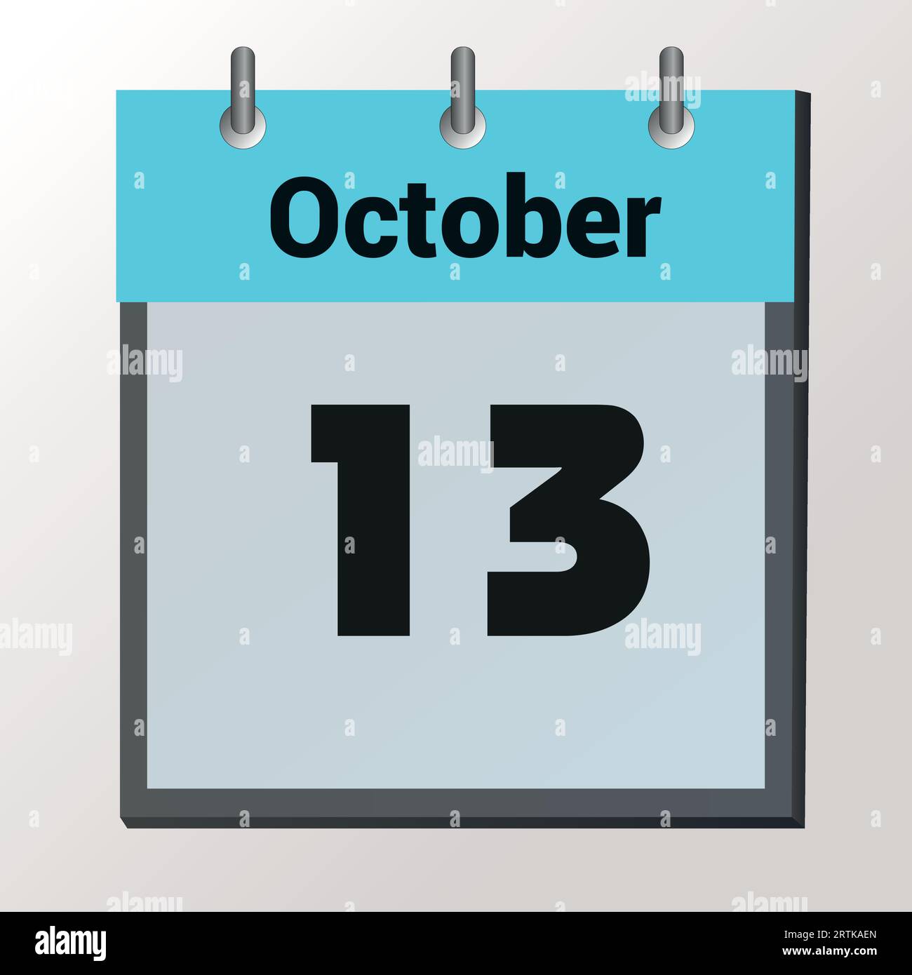 White block calendar present date 13 and month October on wood ...