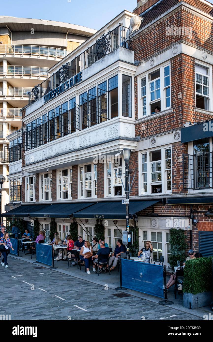Customers Sitting Outside The Swan Bar/Restaurant, Bankside, London, UK ...