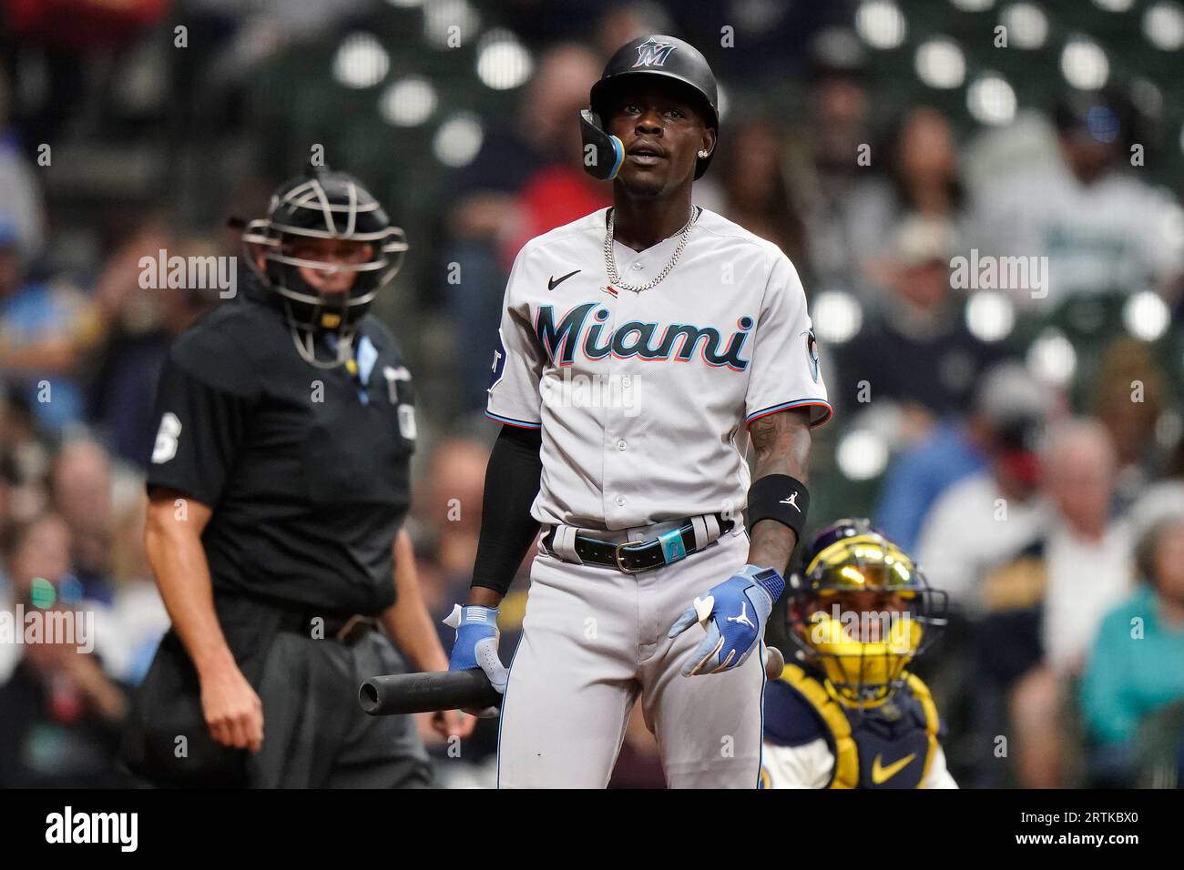 Miami Marlins' Jazz Chisholm Jr. bats during the fourth inning of a ...