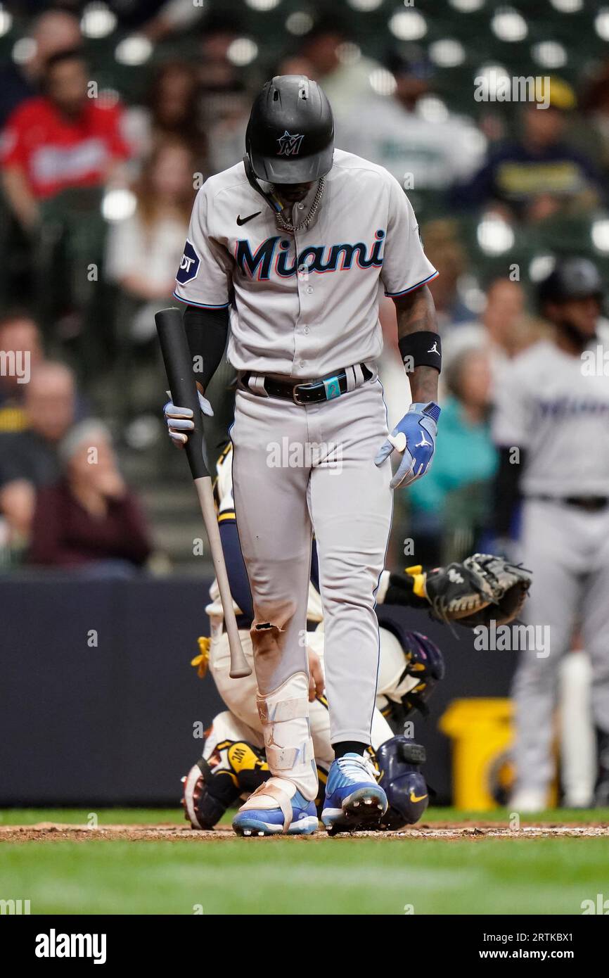 Miami Marlins' Jazz Chisholm Jr. bats during the fourth inning of a ...