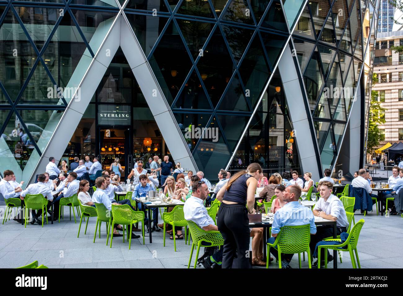 City Workers Sitting Outside The Sterling Bar/Restaurant, The Gherkin ...