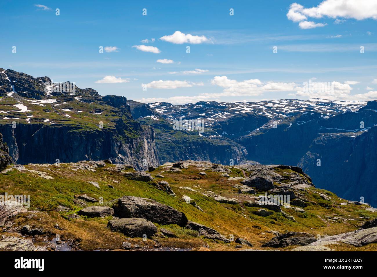 Cross country scene on the route to Trolltunga, near Tyssedal, Vestland ...