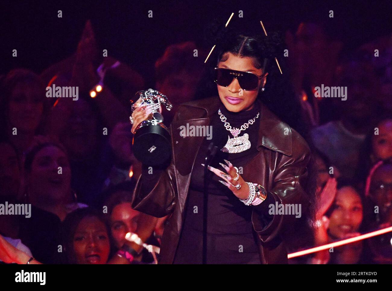 Newark, USA. 12th Sep, 2023. Nicki Minaj accepts the Best Hip Hop award ...