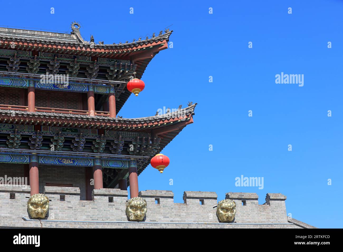 The ancient city tower is in a tourist area, North China Stock Photo ...