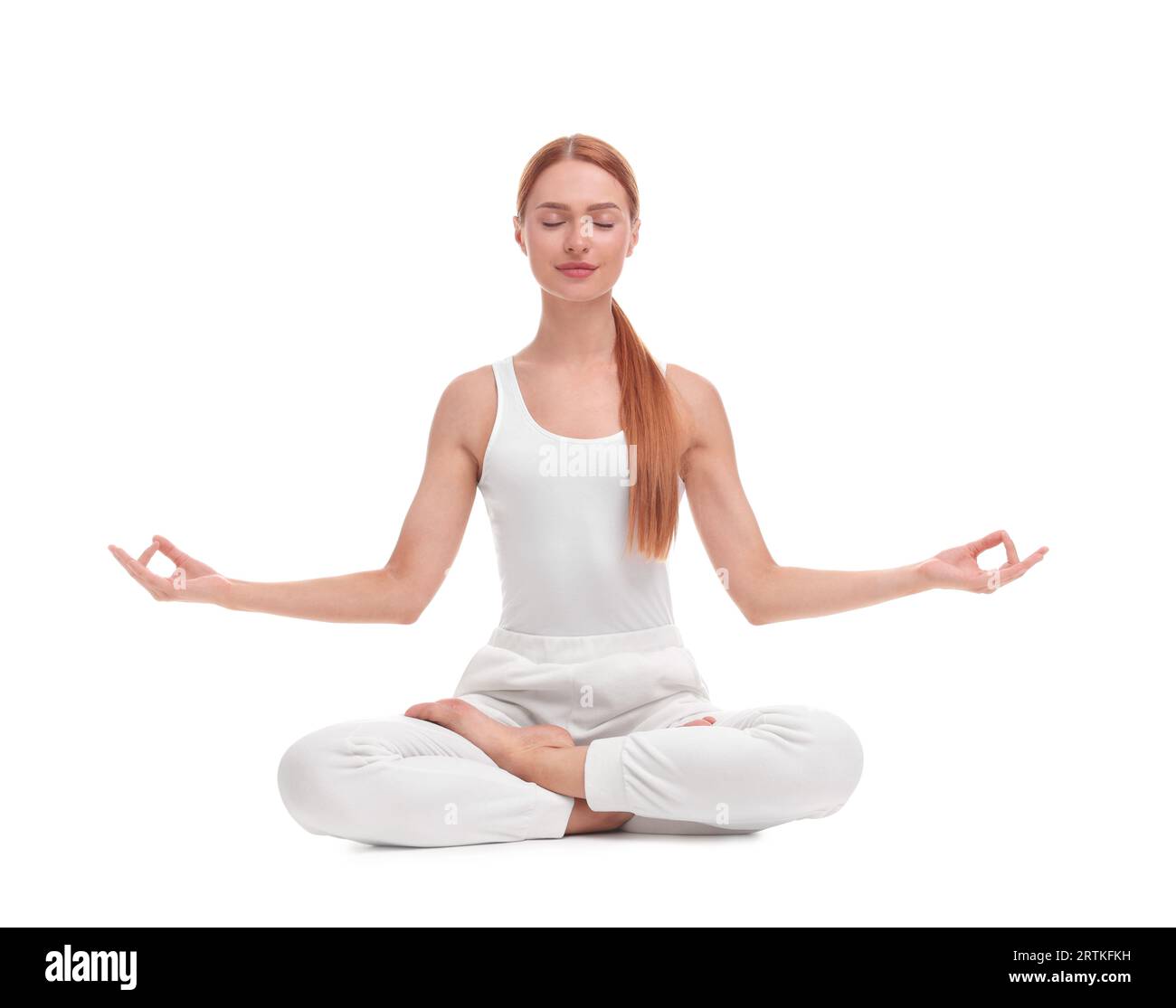 Practicing yoga lotus beautiful Cut Out Stock Images & Pictures - Alamy