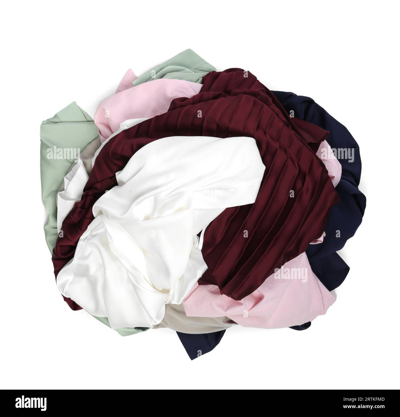 Pile of clothes isolated on white, top view Stock Photo - Alamy
