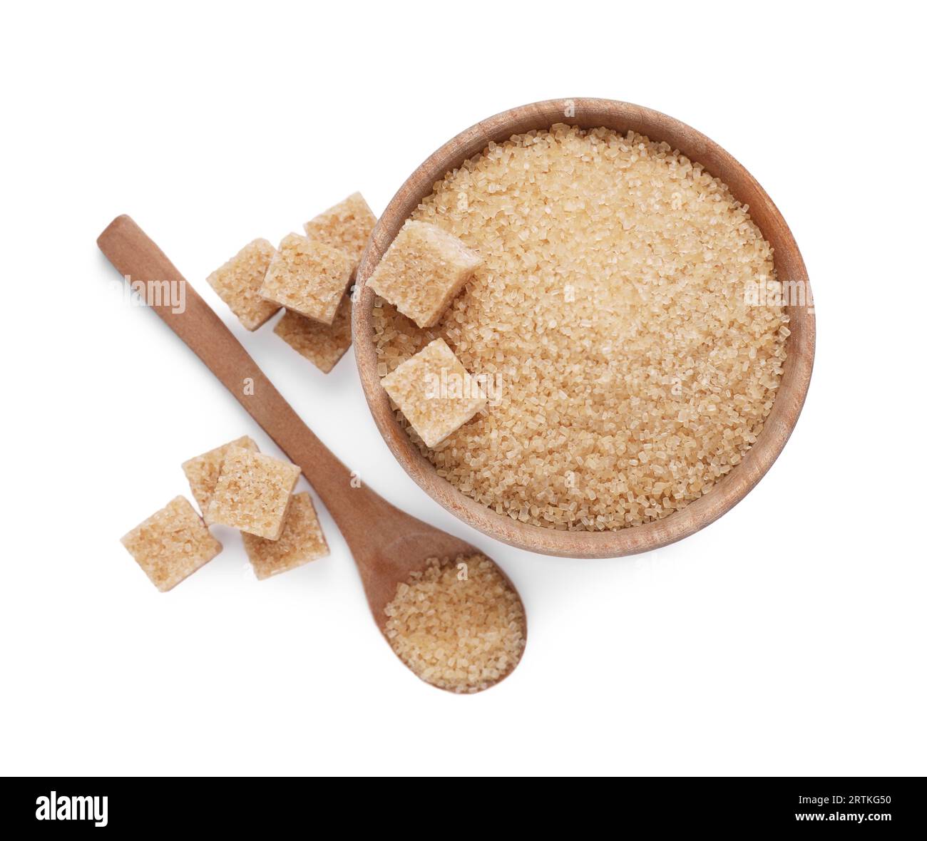 Different types of brown sugar isolated on white, top view Stock Photo ...