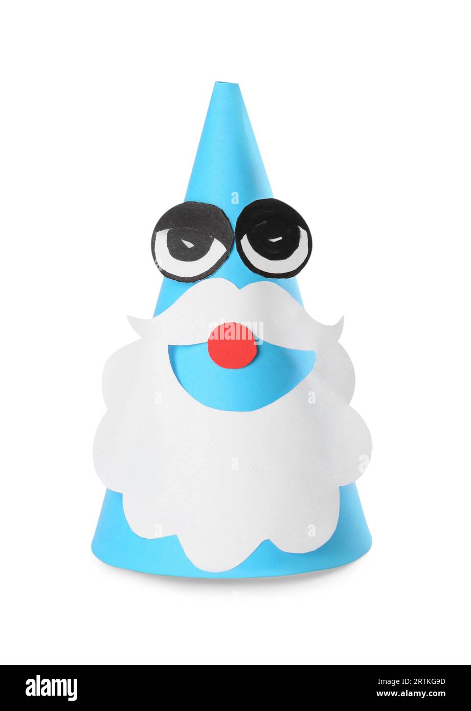 Funny party hat with eyes and beard isolated on white. Handmade ...