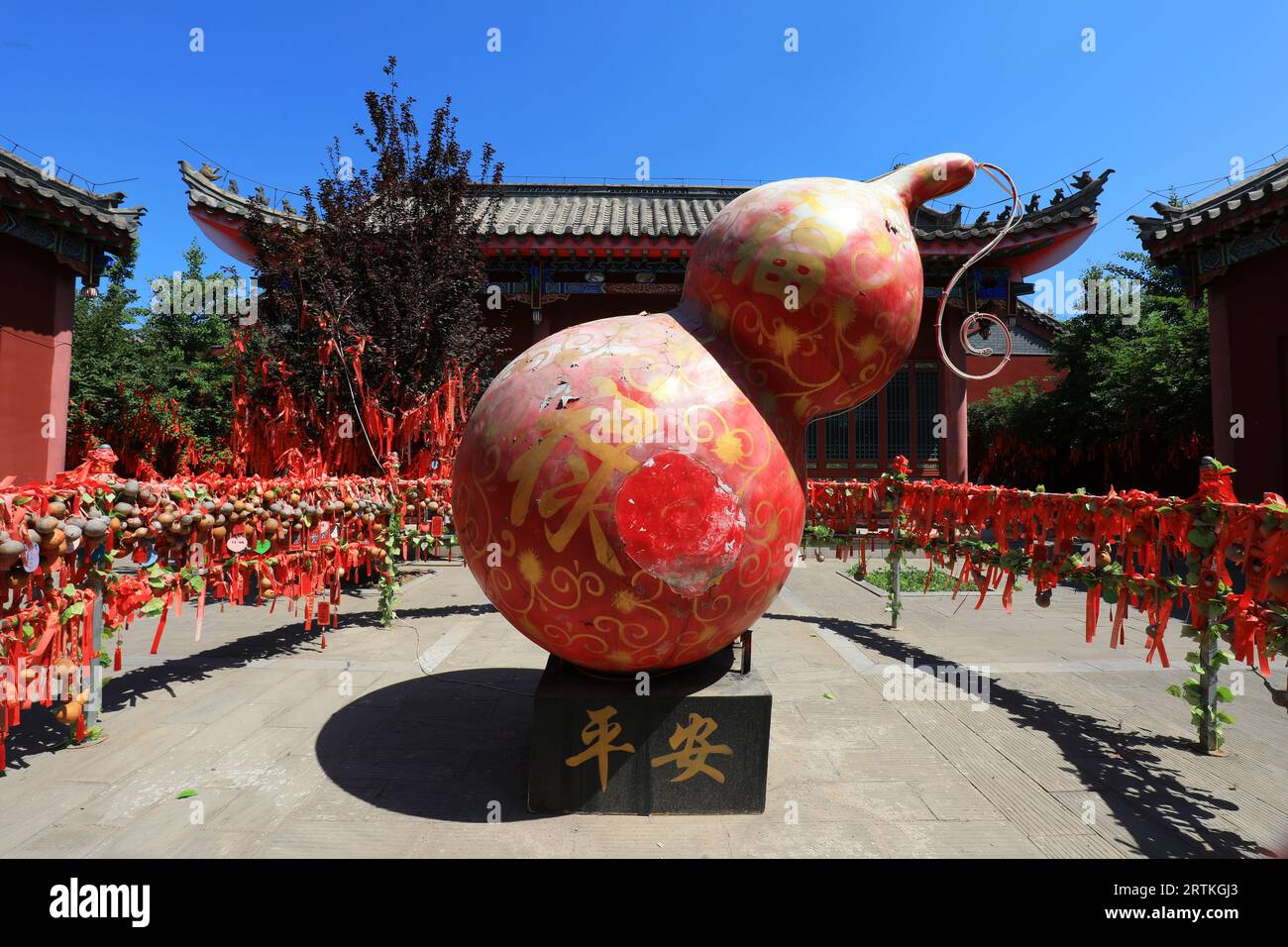 The giant gourd sculpture is in a temple in North China Stock Photo - Alamy