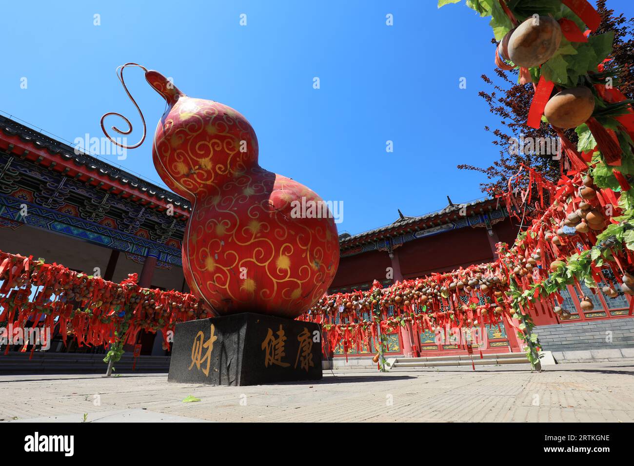 The giant gourd sculpture is in a temple in North China Stock Photo - Alamy