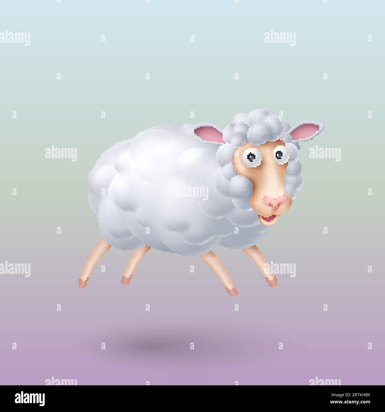 Illustration of Cute Fluffy Sheep. Cartoon Illustration of Jumping Whte ...