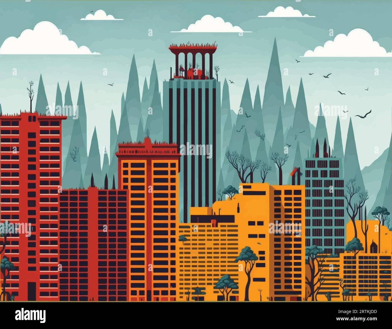 Cityscape with skyscrapers in the background Stock Vector Image & Art - Alamy