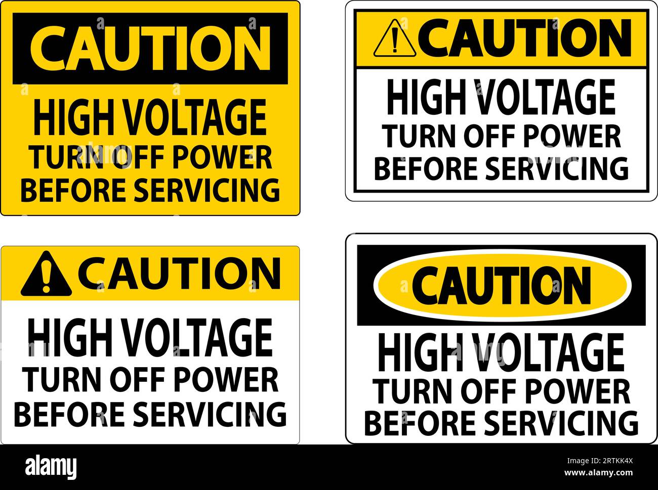 Caution Sign High Voltage Turn Off Power Before Servicing Stock Vector ...