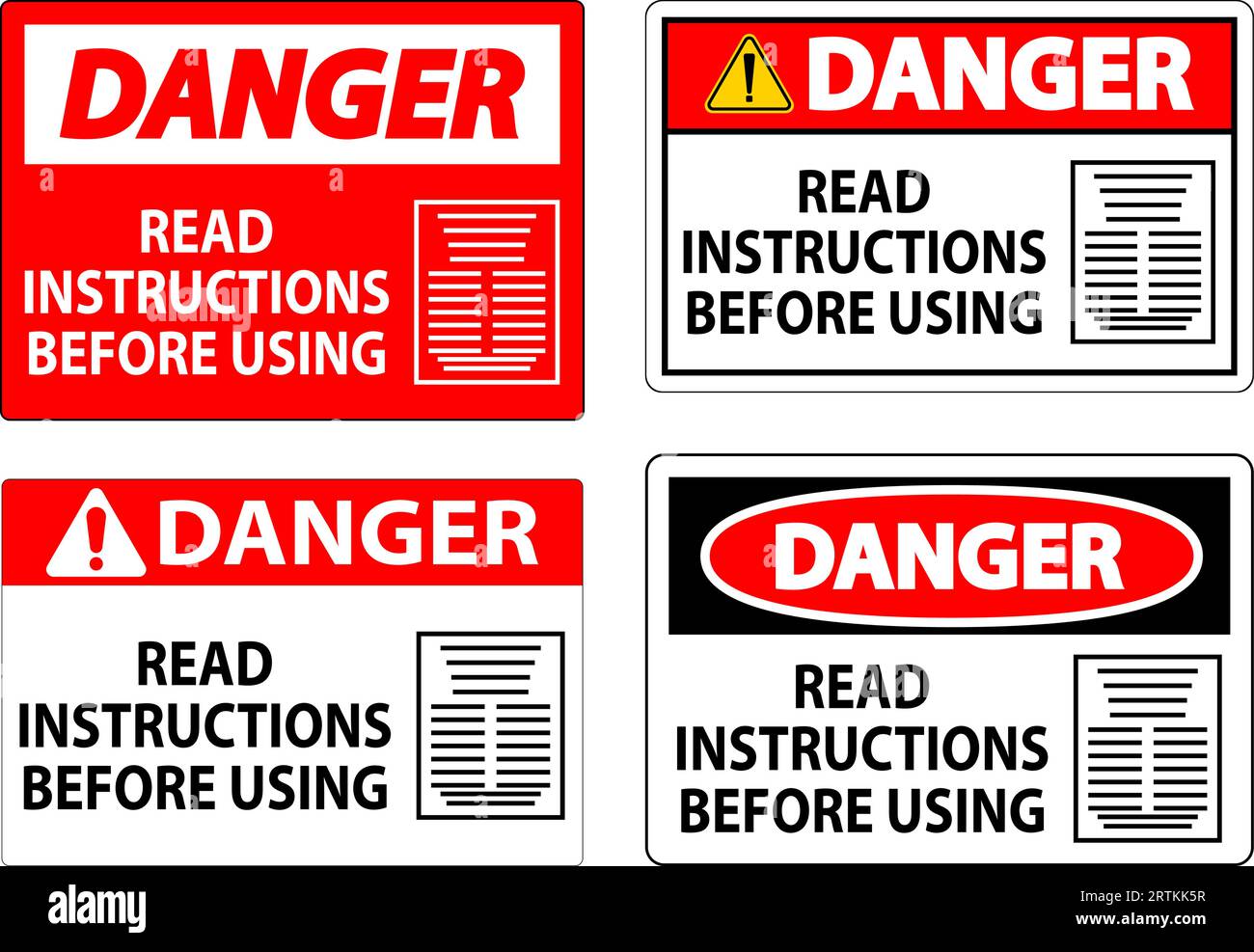 Danger Machine Sign Read Instructions Before Using Stock Vector Image & Art - Alamy