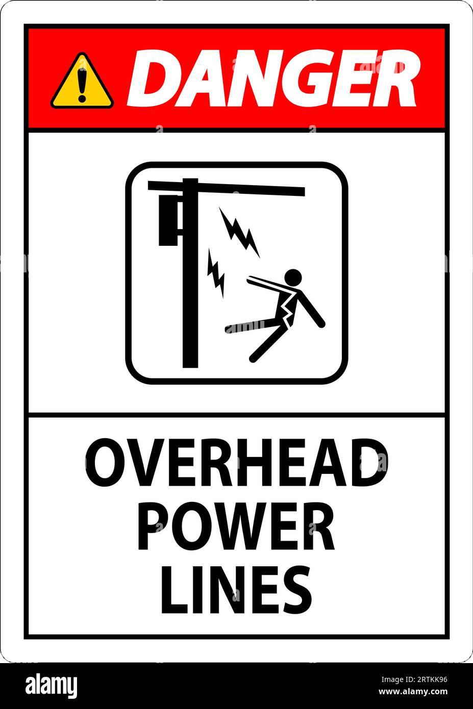 Danger Sign Overhead Power Lines Stock Vector Image & Art - Alamy