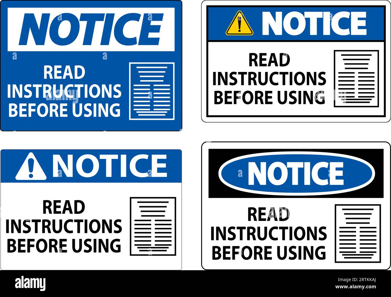 Notice Machine Sign Read Instructions Before Using Stock Vector Image & Art - Alamy