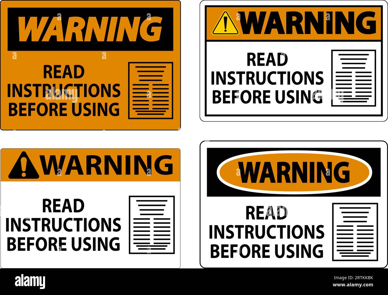 Warning Machine Sign Read Instructions Before Using Stock Vector Image ...