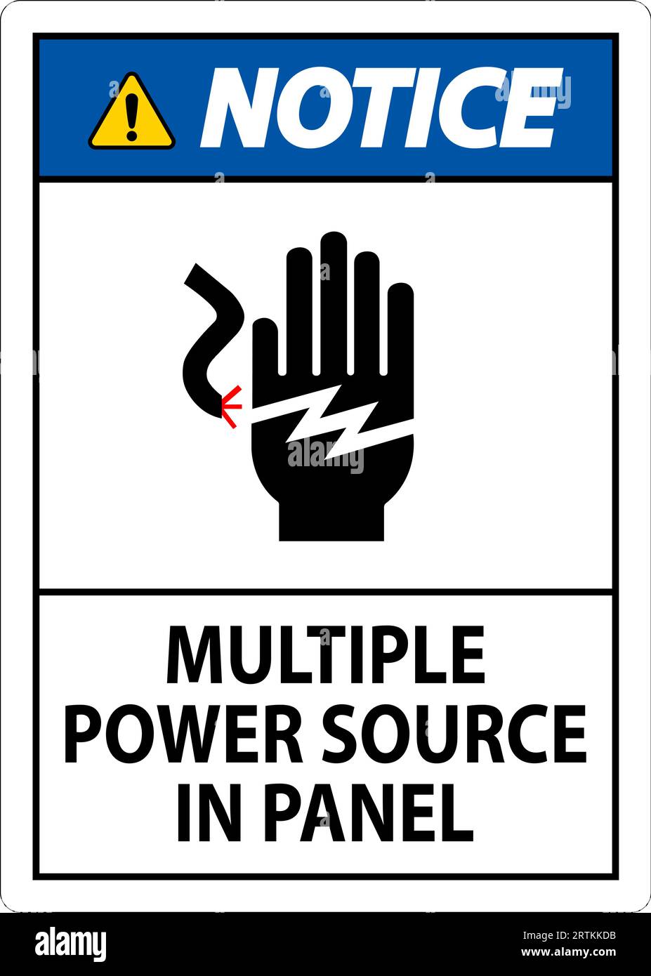 Notice Sign Multiple Power Source In Panel Stock Vector Image & Art - Alamy