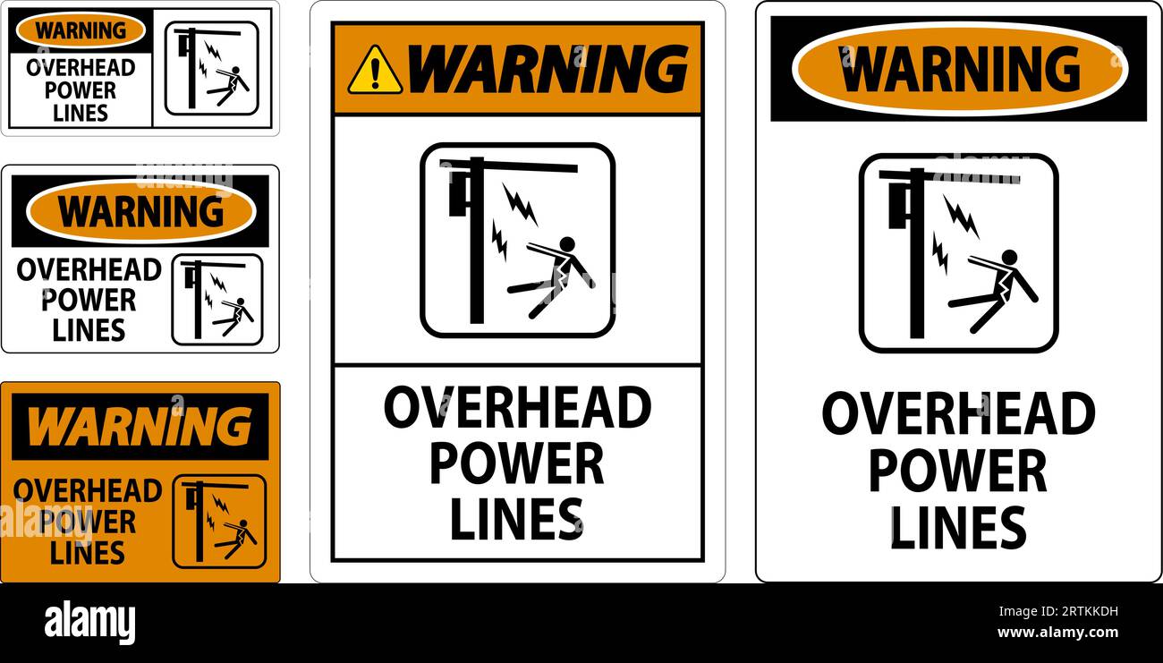 Warning Sign Overhead Power Lines Stock Vector Image & Art - Alamy