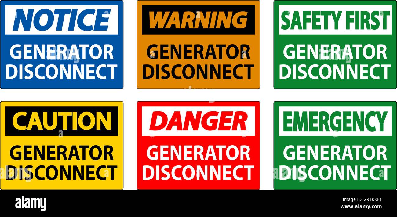 Emergency Sign Generator Disconnect Stock Vector Image & Art - Alamy