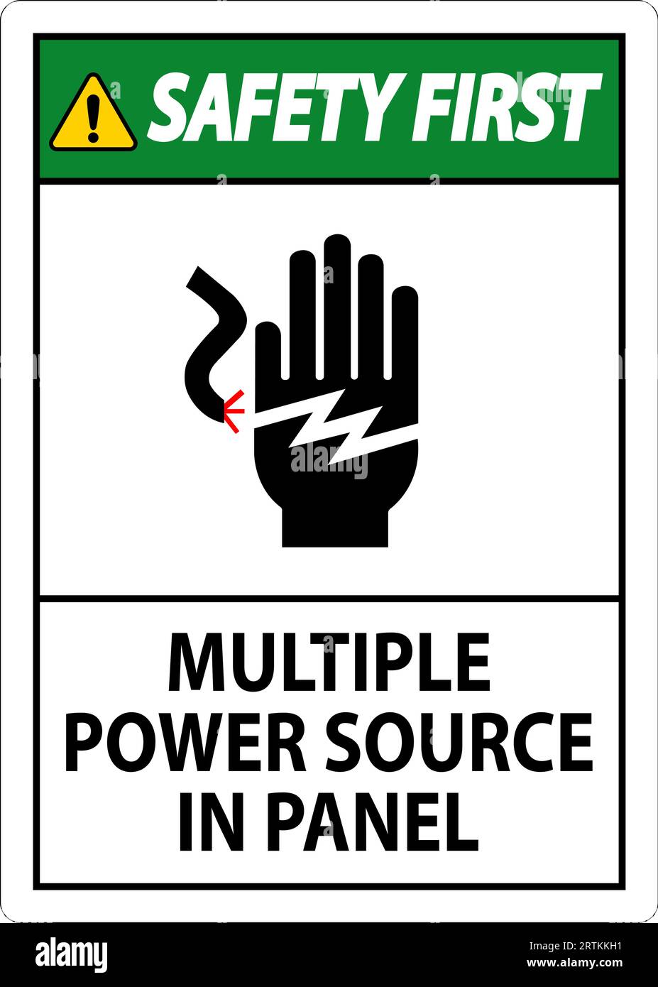 Safety First Sign Multiple Power Source In Panel Stock Vector Image ...